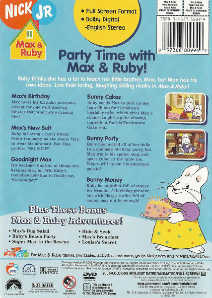 Max And Ruby Party Time With Max And Ruby Dvd Ebay